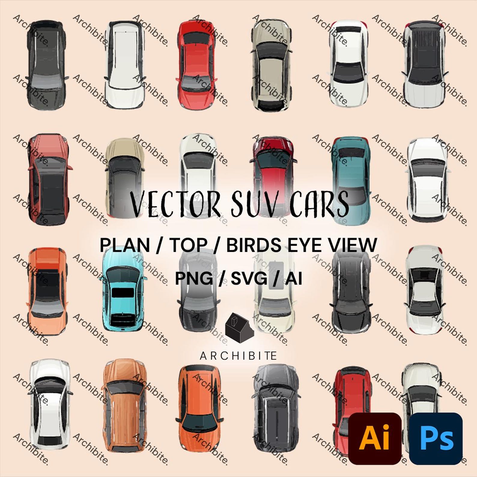 Vector Top View SUV Cars - Etsy