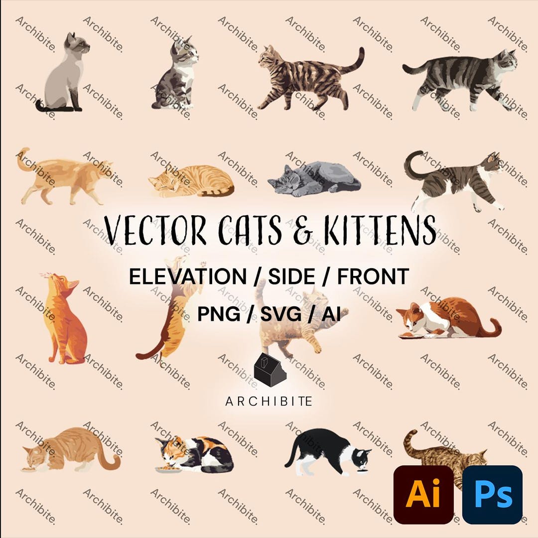 Vector Side View Cats - Etsy