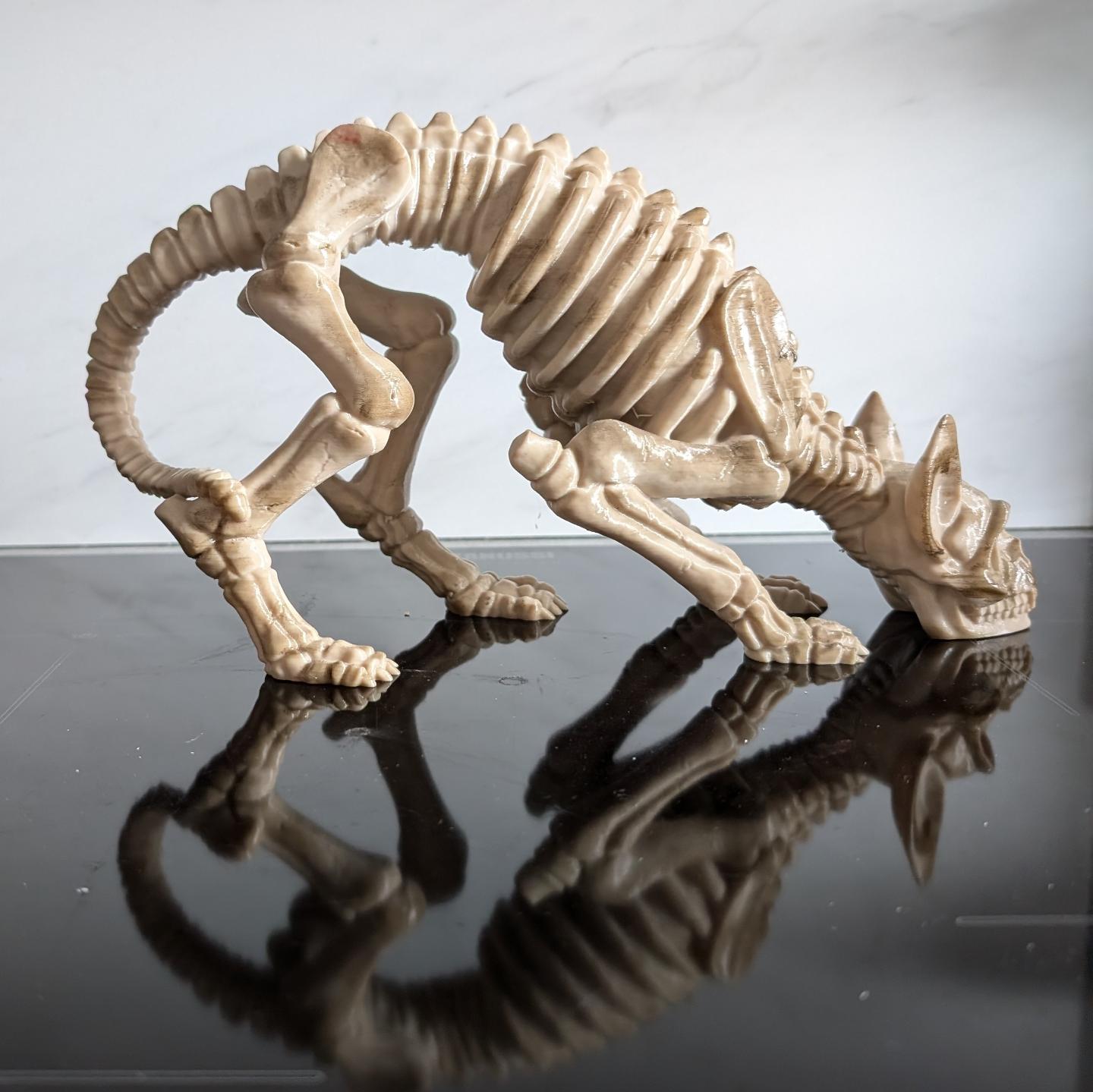 3D Printed Cat Skeleton Figurine Bone White PLA With Weathered Option ...