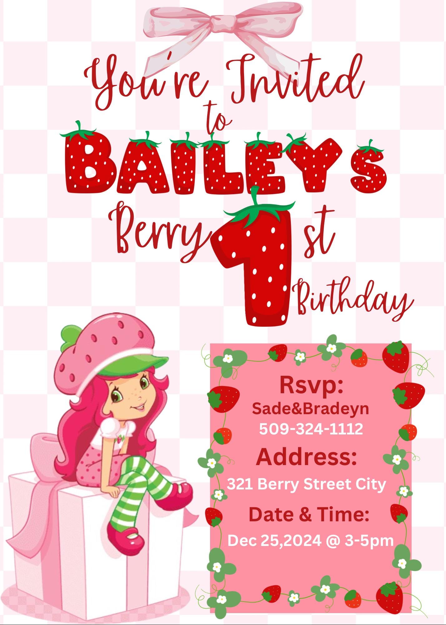 Strawberry Shortcake Invitation - Etsy