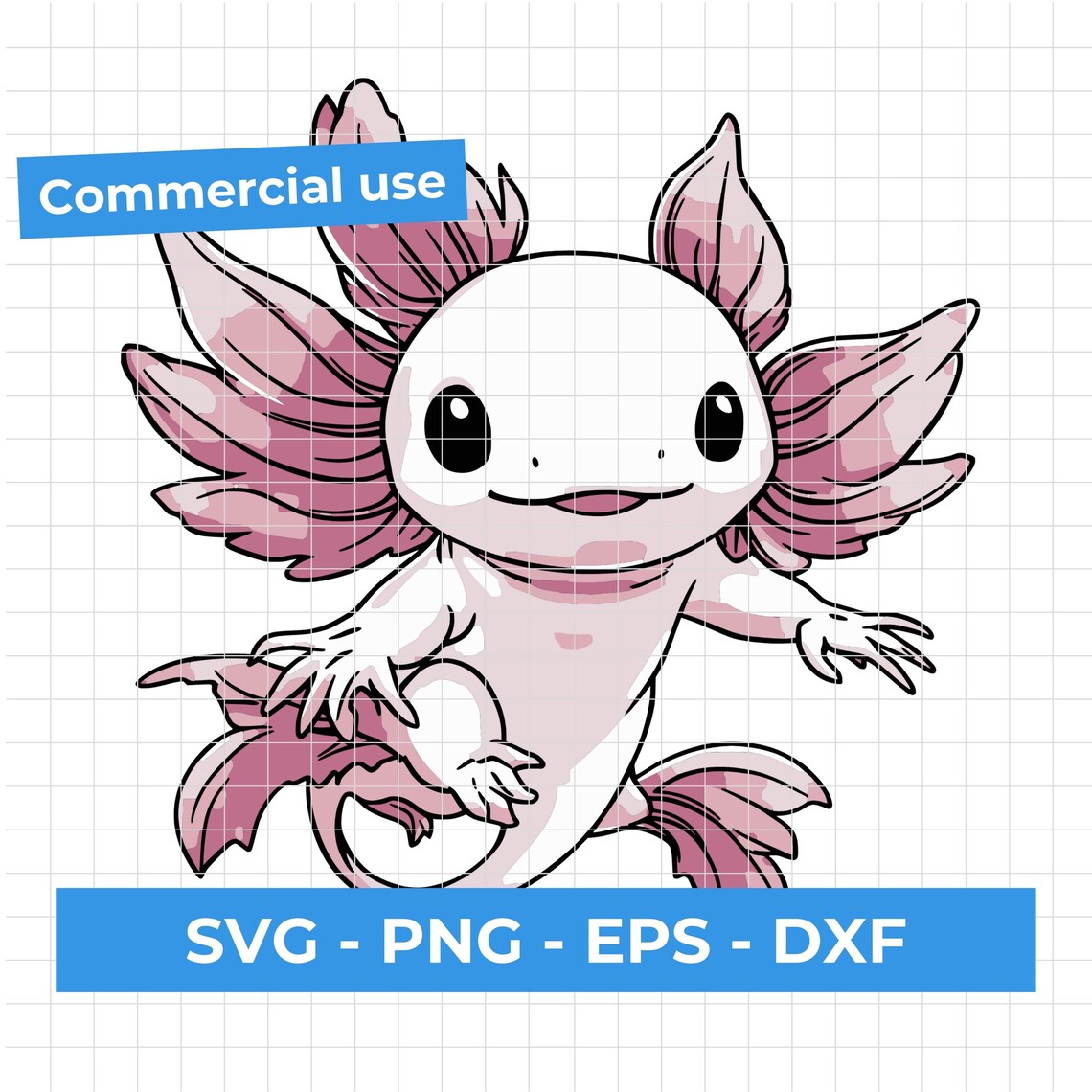 Cute Axolotl SVG - Axolotl Clip Art Lasercut - Axolotl Kawaii PNG ...