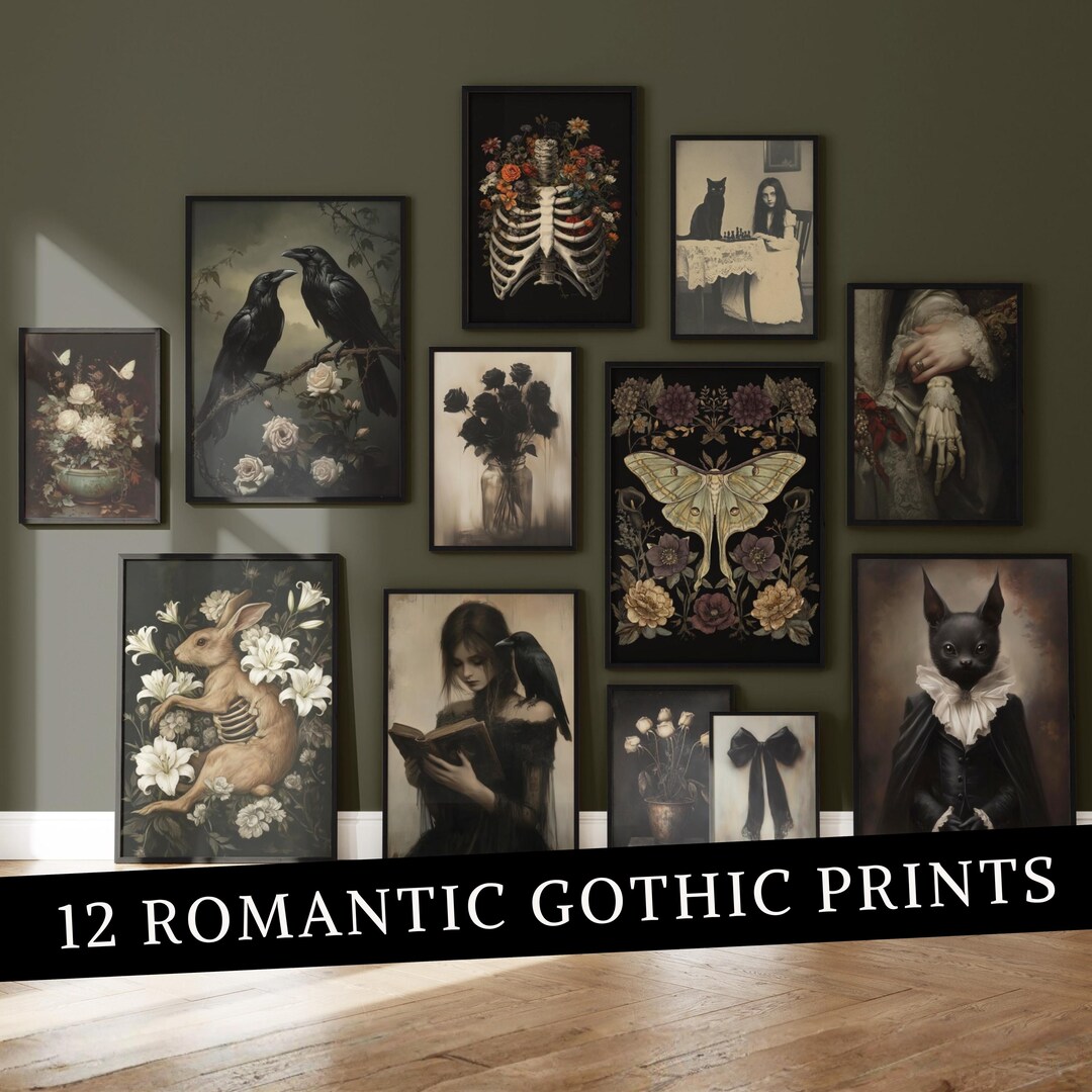Dark Romantic Gothic Prints Collection - Moody Victorian Wall Gallery ...