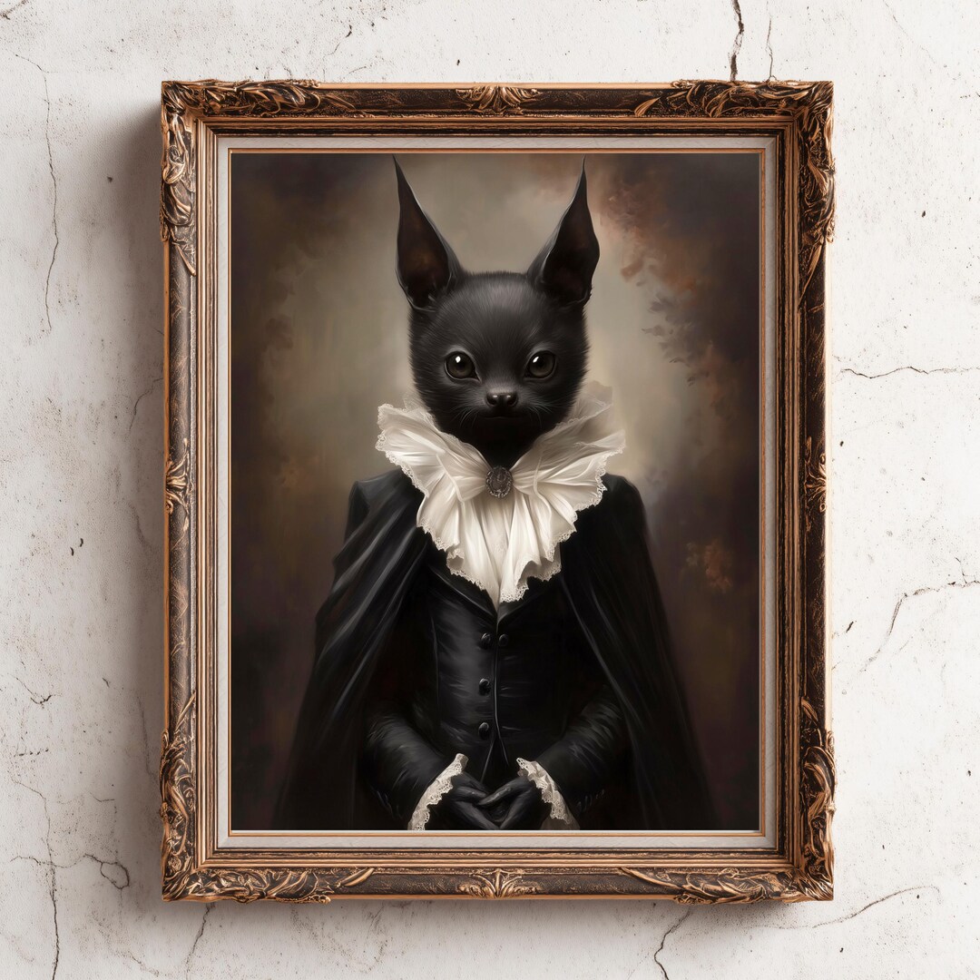 Victorian Bat Wall Art Print - Dark Academia Bat Painting - Gothic Bat ...