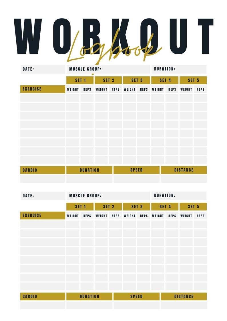 Workout Logbook - Etsy