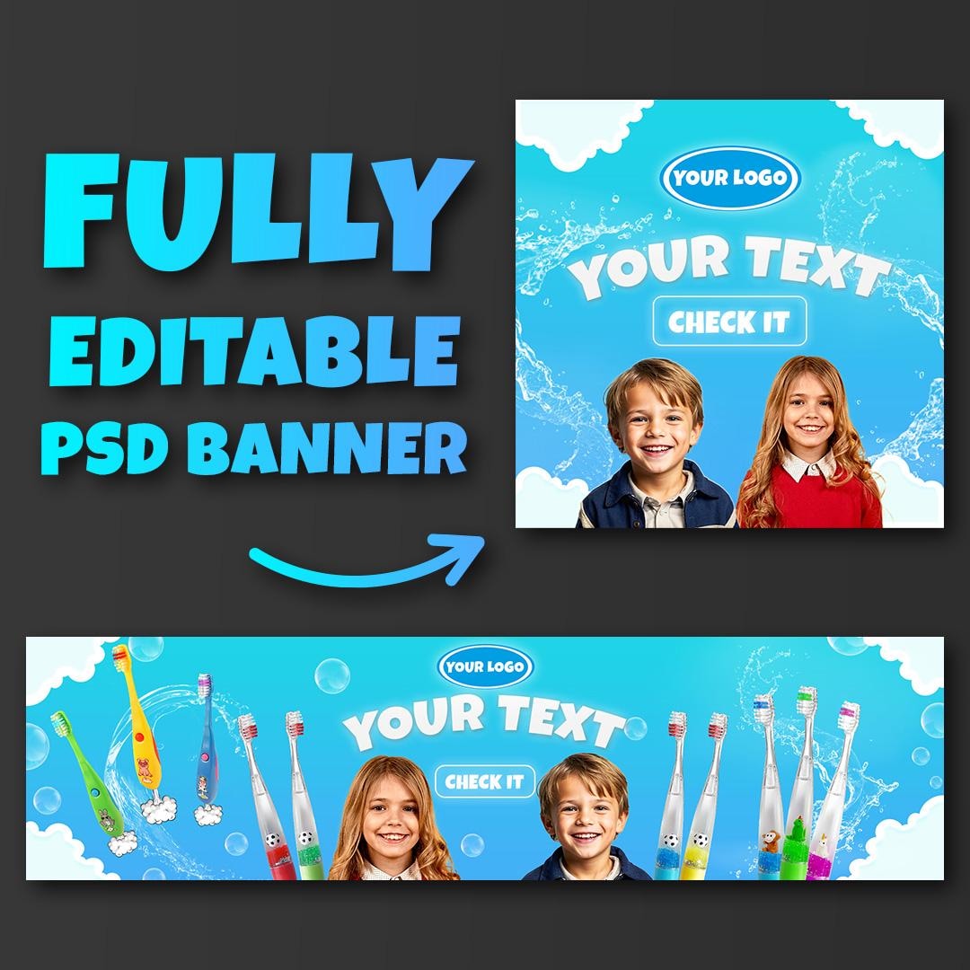 PROMO BANNER Psd Fully Editable Children Banner Products Photoshop - Etsy
