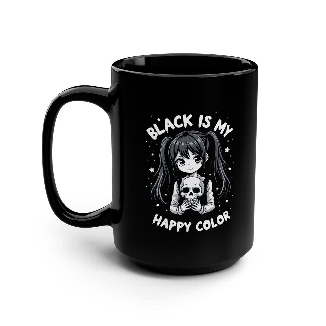 Gothic Black Mug, Dark Anime Aesthetic Coffee Cup, Shinigami Tea Mug ...