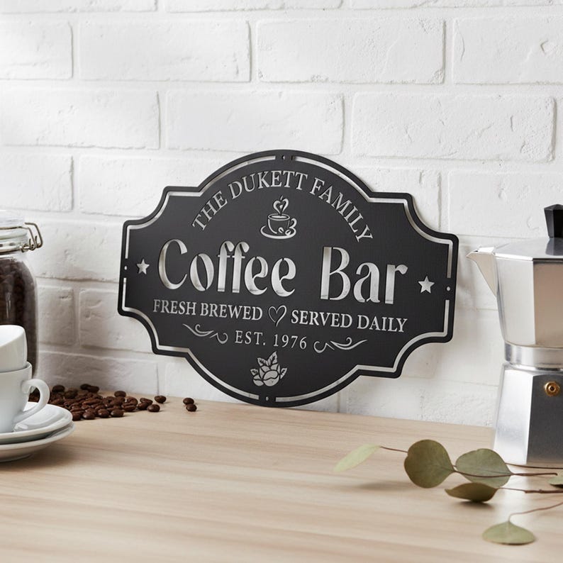Personalized Coffee Bar Metal Sign for Kitchen, Cafe Shop Sign,custom ...