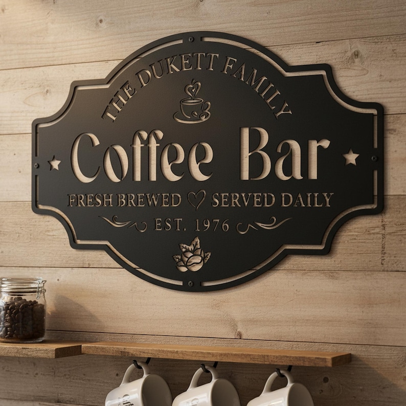 Personalized Coffee Bar Metal Sign for Kitchen, Cafe Shop Sign,custom ...
