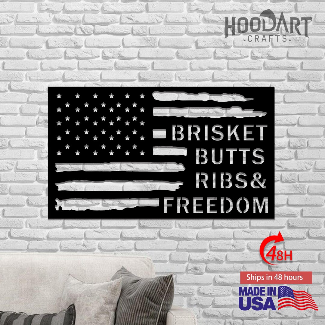 Personalized BBQ Metal Sign, Flag BBQ: Brisket, Butts, Ribs, and ...