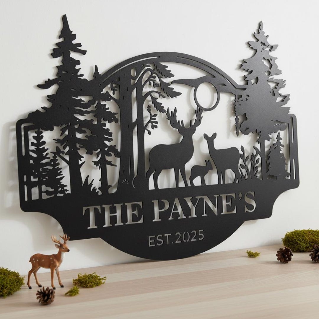 Personalized Deer Cabin Metal Sign, Custom Hunting Sign, Cabin Decor ...