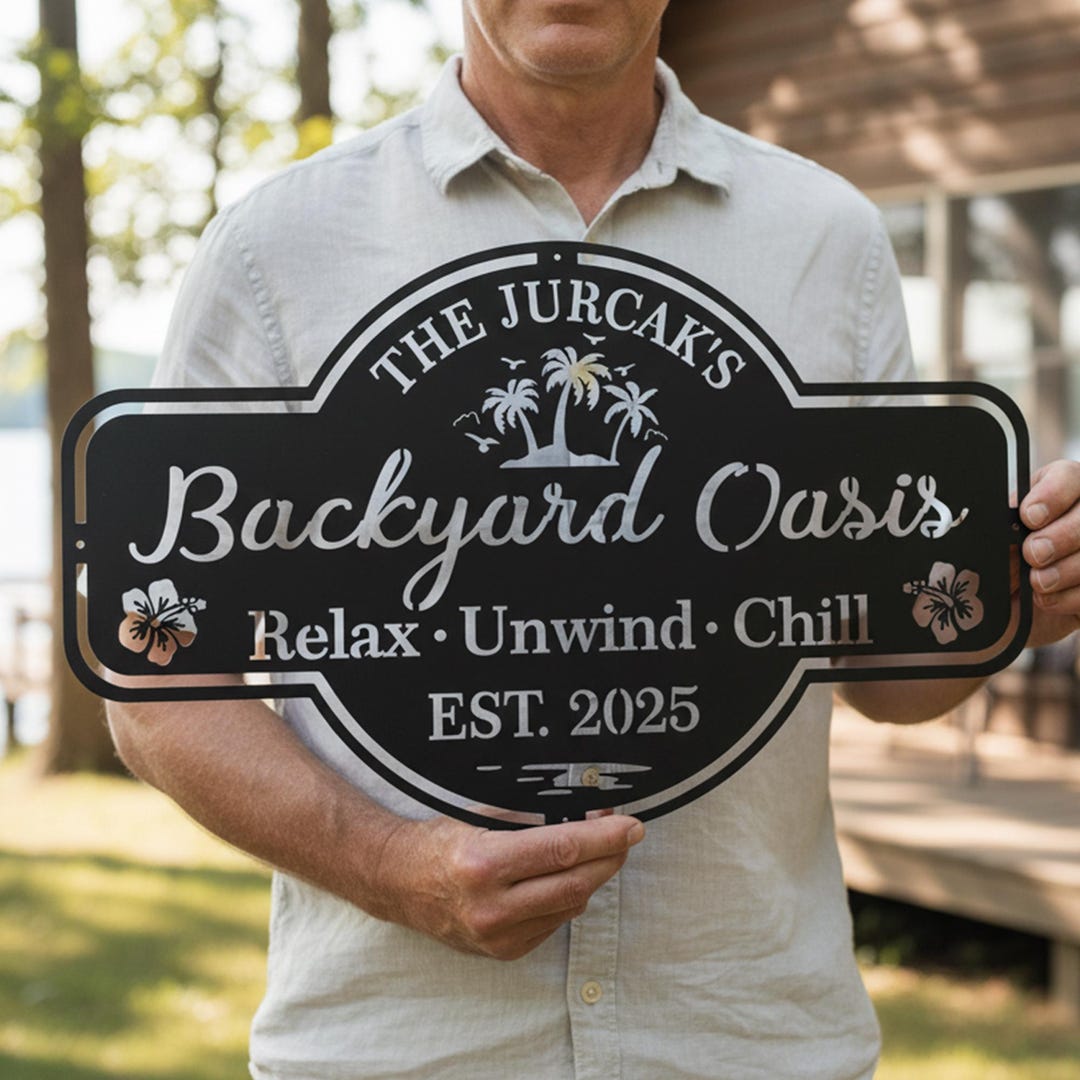 Personalized Backyard Oasis Metal Sign,custom Family Name Sign,outdoor ...