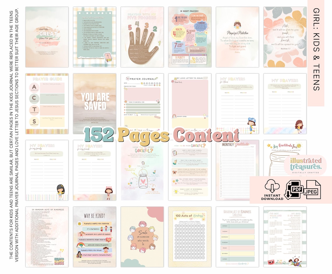 Prayer & Gratitude Journal for Kids/teens, Printable Journal, Digital ...