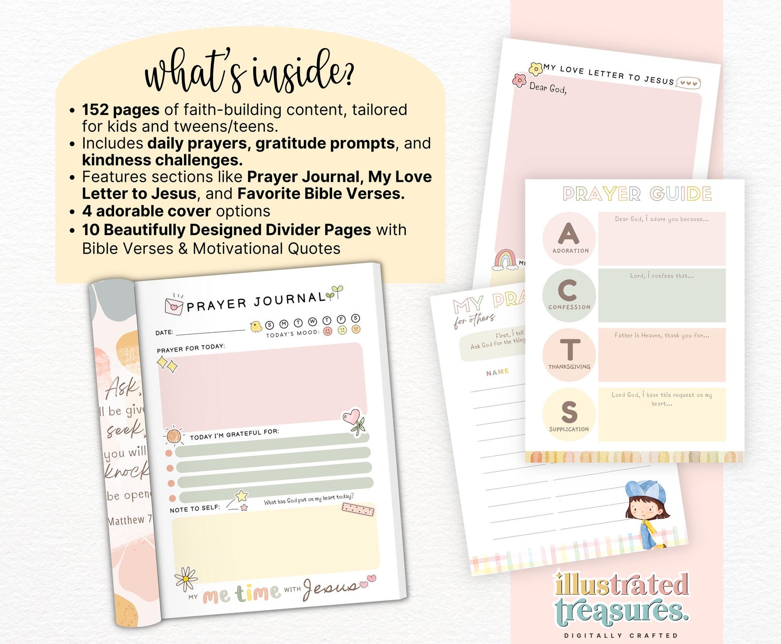 Prayer & Gratitude Journal for Kids/teens, Printable Journal, Digital ...