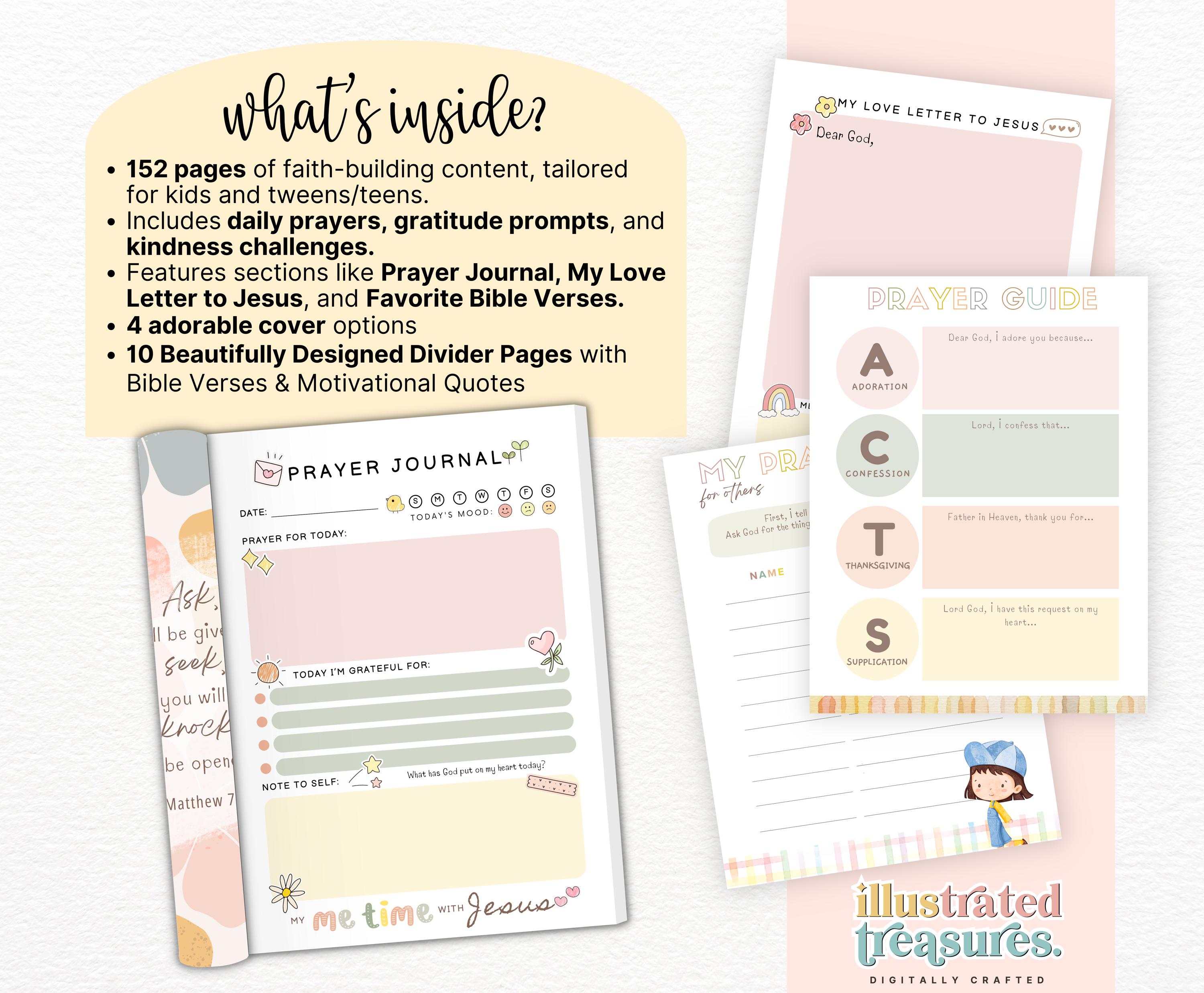 Prayer & Gratitude Journal for Kids/teens, Printable Journal, Digital ...