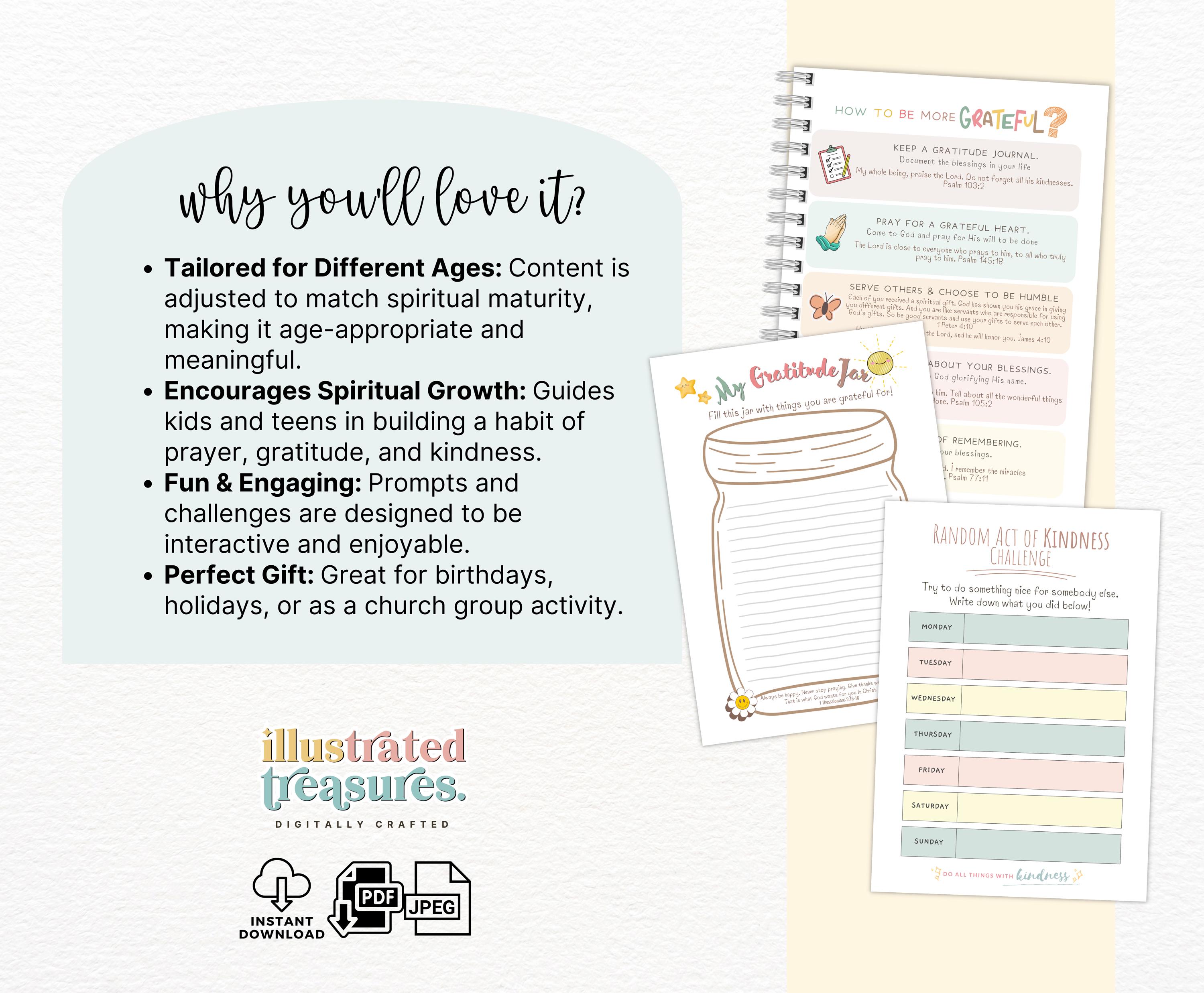 Prayer & Gratitude Journal for Kids/teens, Printable Journal, Digital ...