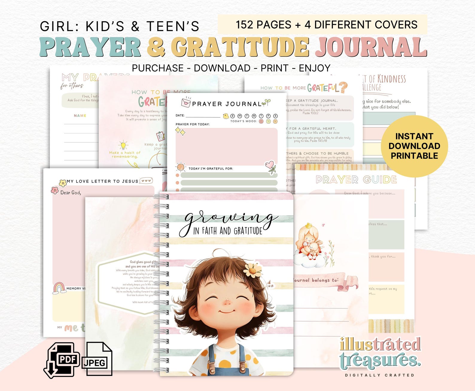 Prayer & Gratitude Journal for Kids/teens, Printable Journal, Digital ...