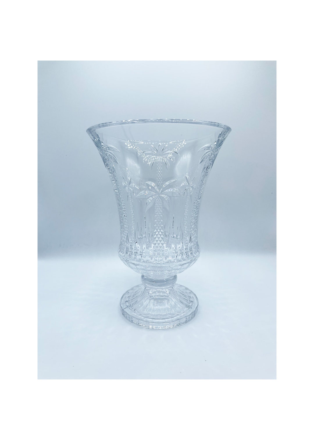 Vintage Art Glass Vase Godinger Shannon Irish Crystal Palm Tree ...