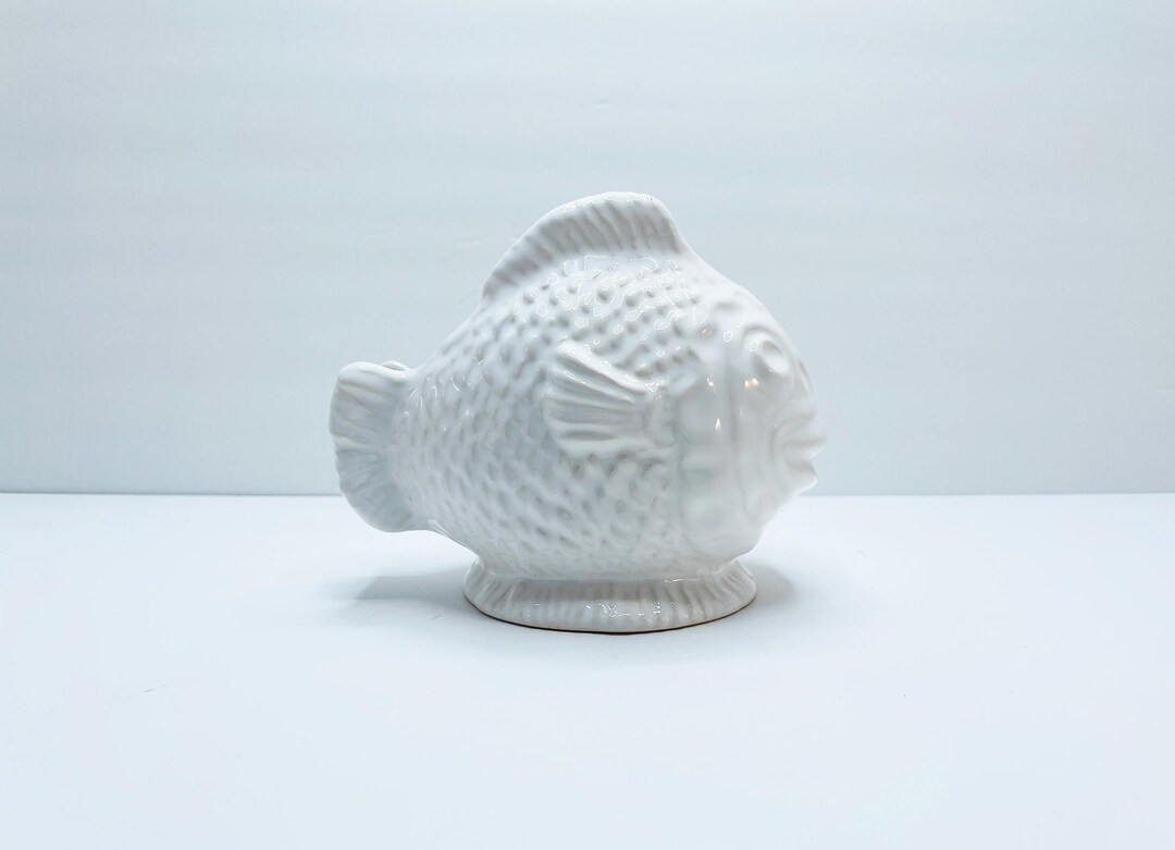 Vintage White Puffer Fish Napkin Holder Letter Holder Beach Ocean ...