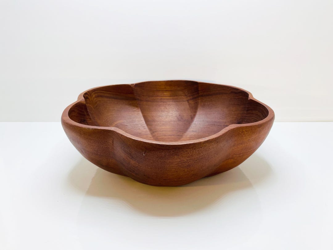 Vintage Danish Teak Bowl | Teak Serving Bowl | MCM Wood Bowl Mid ...