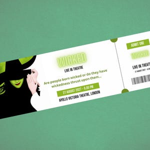 Custom Wicked-themed Theatre Ticket Invitation Personalised Event ...