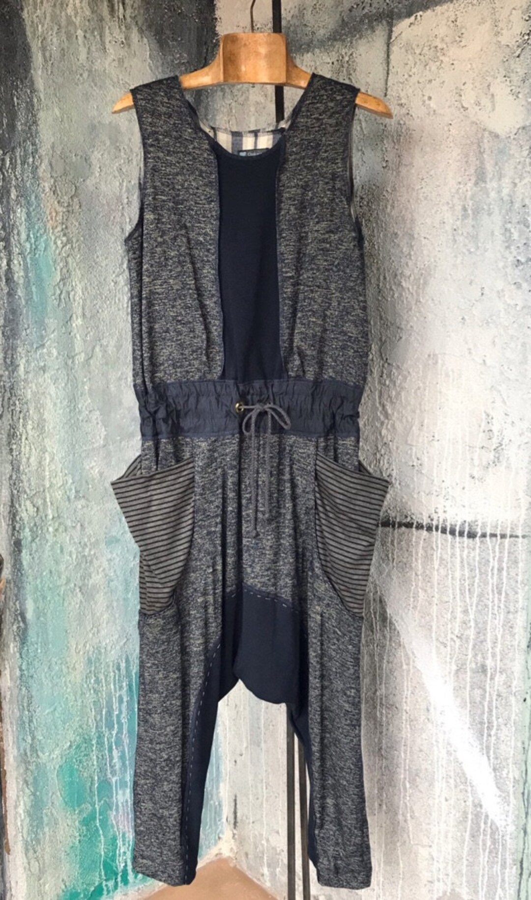 Dark Blue Heather Comfy Drop Pants Style Jumpsuits - Etsy