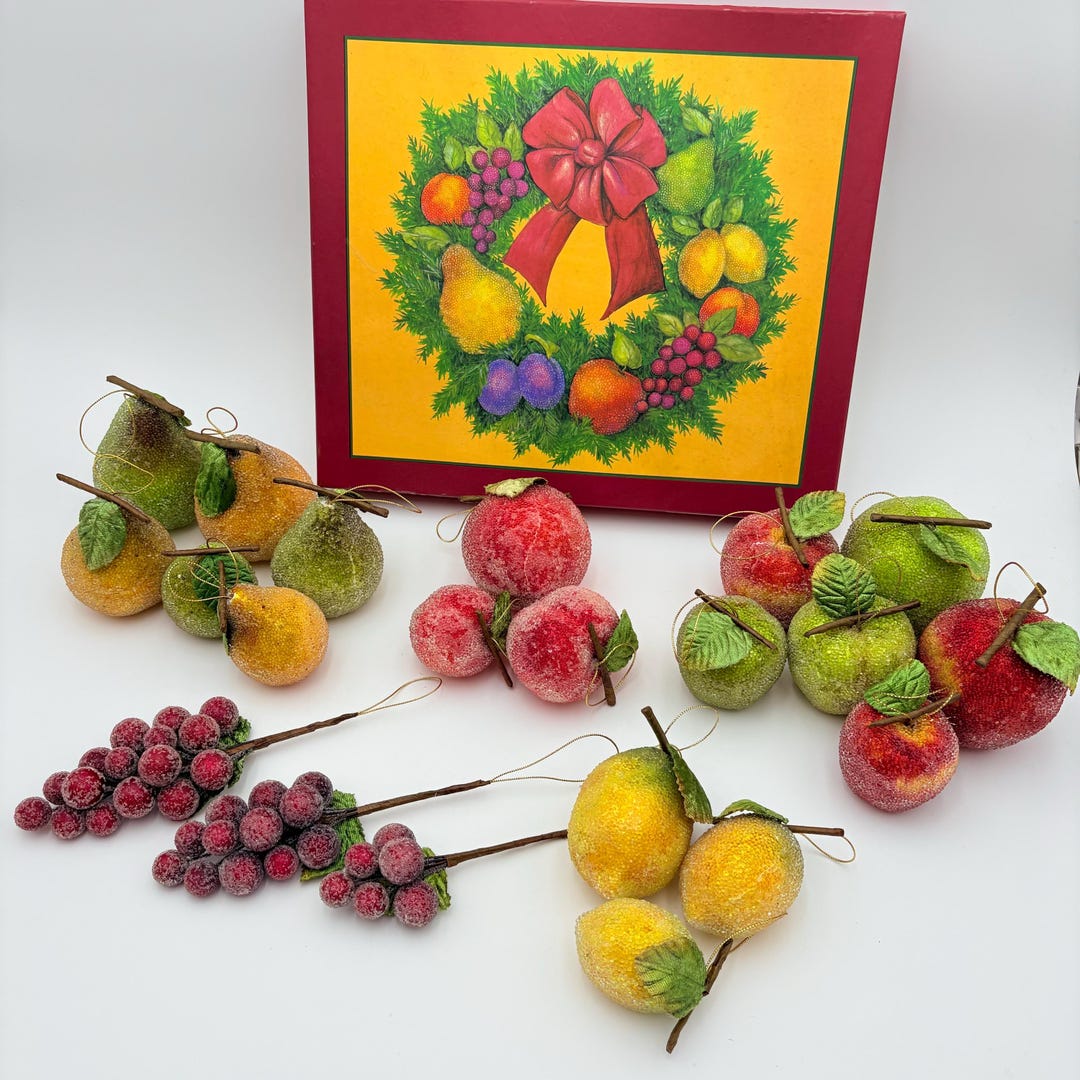 Vintage Valerie Parr Hill Sugar Beaded Fruit Ornaments - Set of 21 - Etsy
