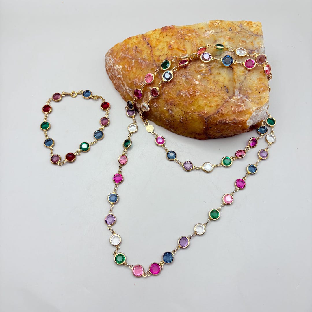 Vintage Swarovski Crystal Bracelet & Austrian Crystal Station Necklace ...