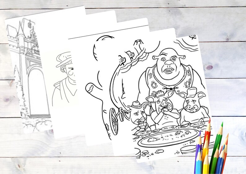 Shrek Themed Coloring Pages Coloring Book Includes 24 Pages of Pages ...