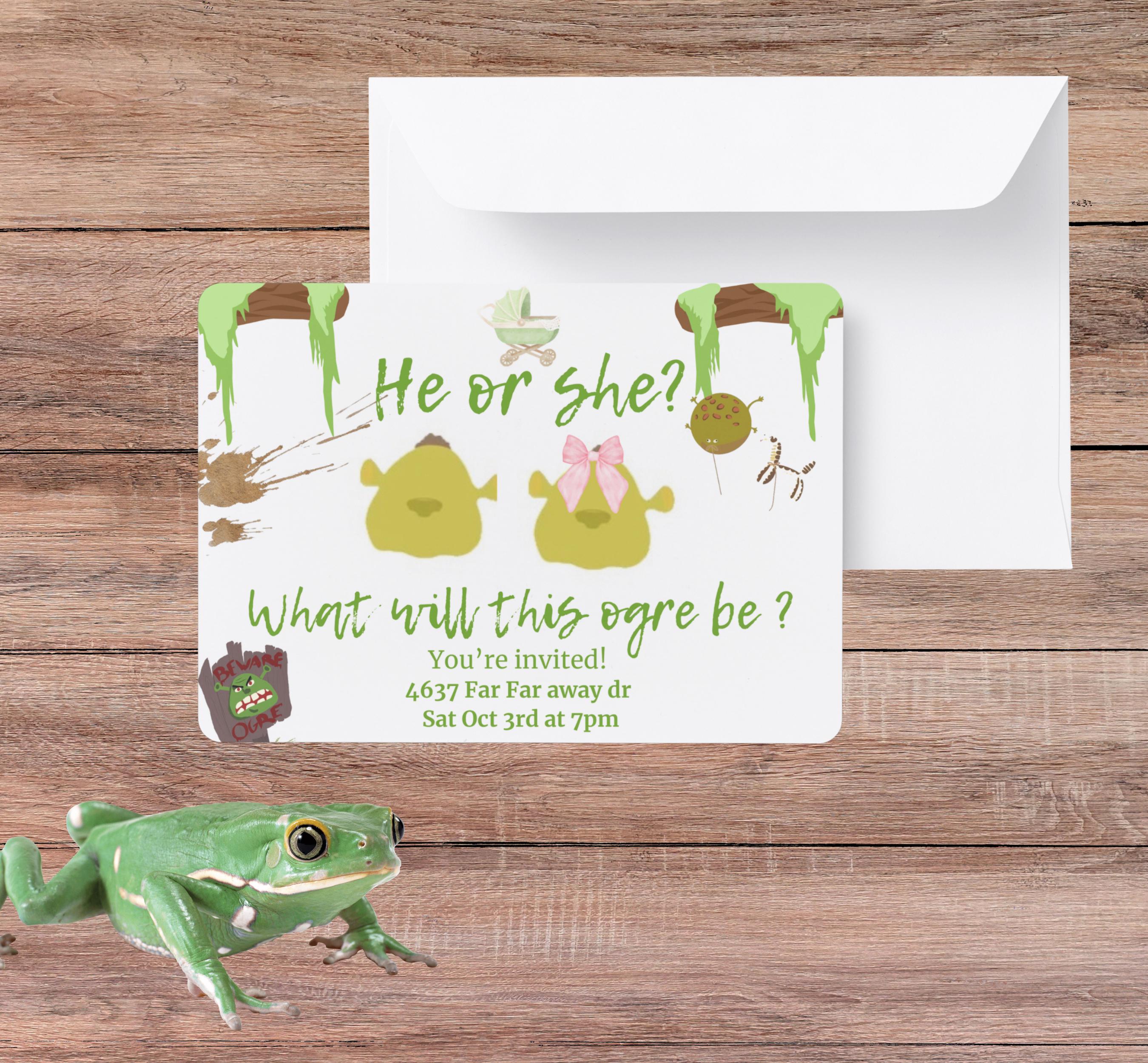 Shrek Baby Ogre Themed Baby Shower or Gender Reveal Events and Invites ...