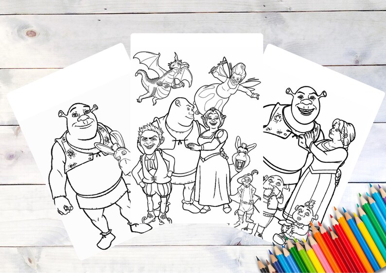 Shrek Themed Coloring Pages Coloring Book Includes 24 Pages of Pages ...