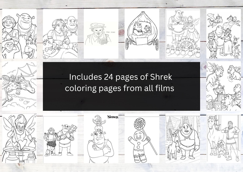 Shrek Themed Coloring Pages Coloring Book Includes 24 Pages of Pages ...