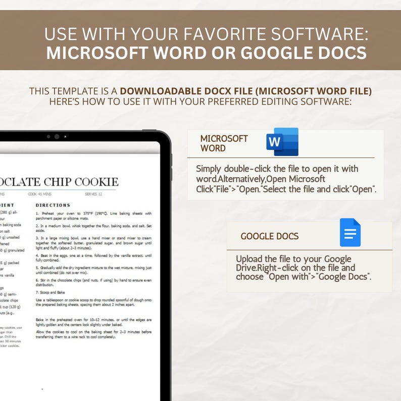 Minimalist Recipe Template: Editable MS Word & Google Docs (digital ...