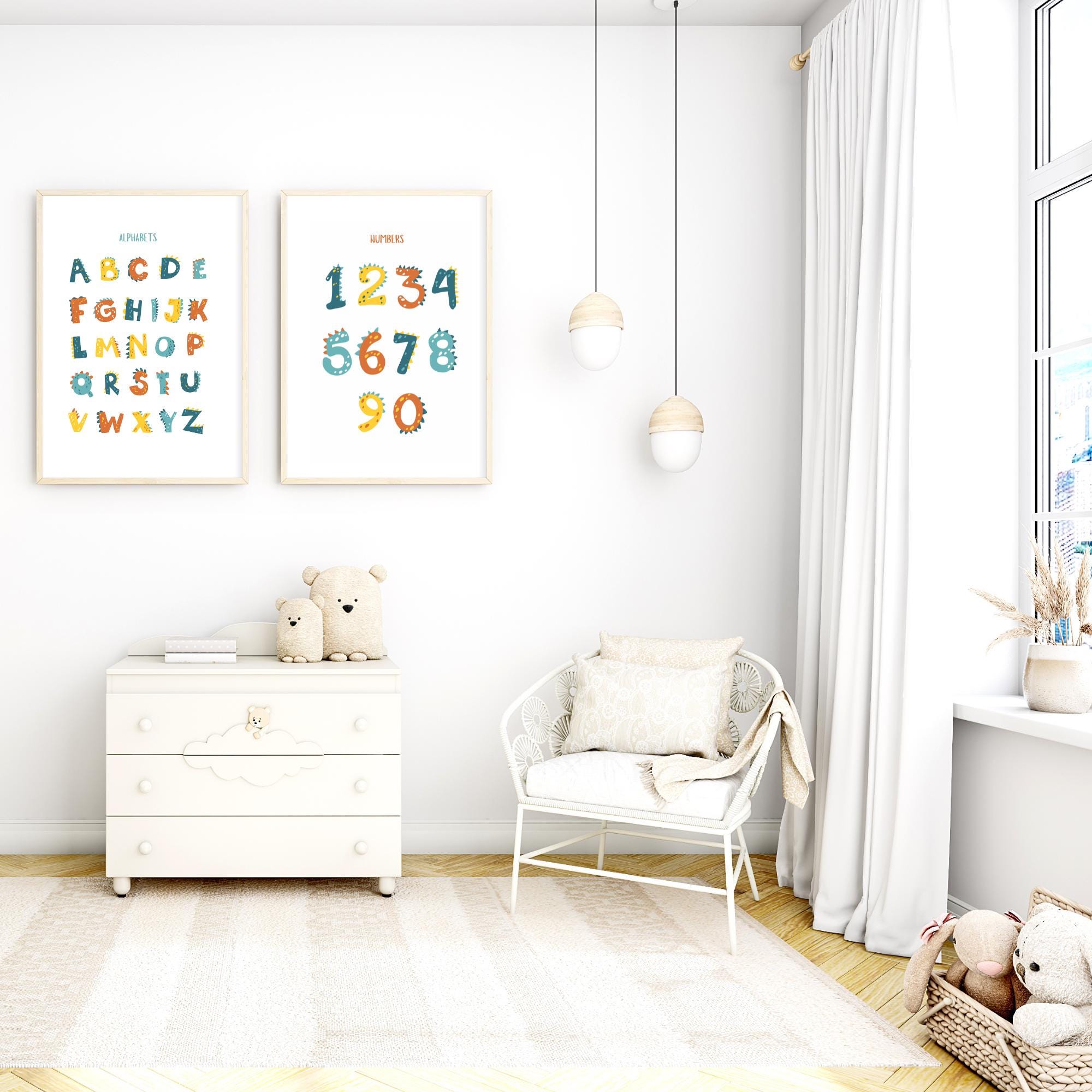 Dinosaur Alphabet & Numbers Poster: Montessori Nursery Decor (digital ...