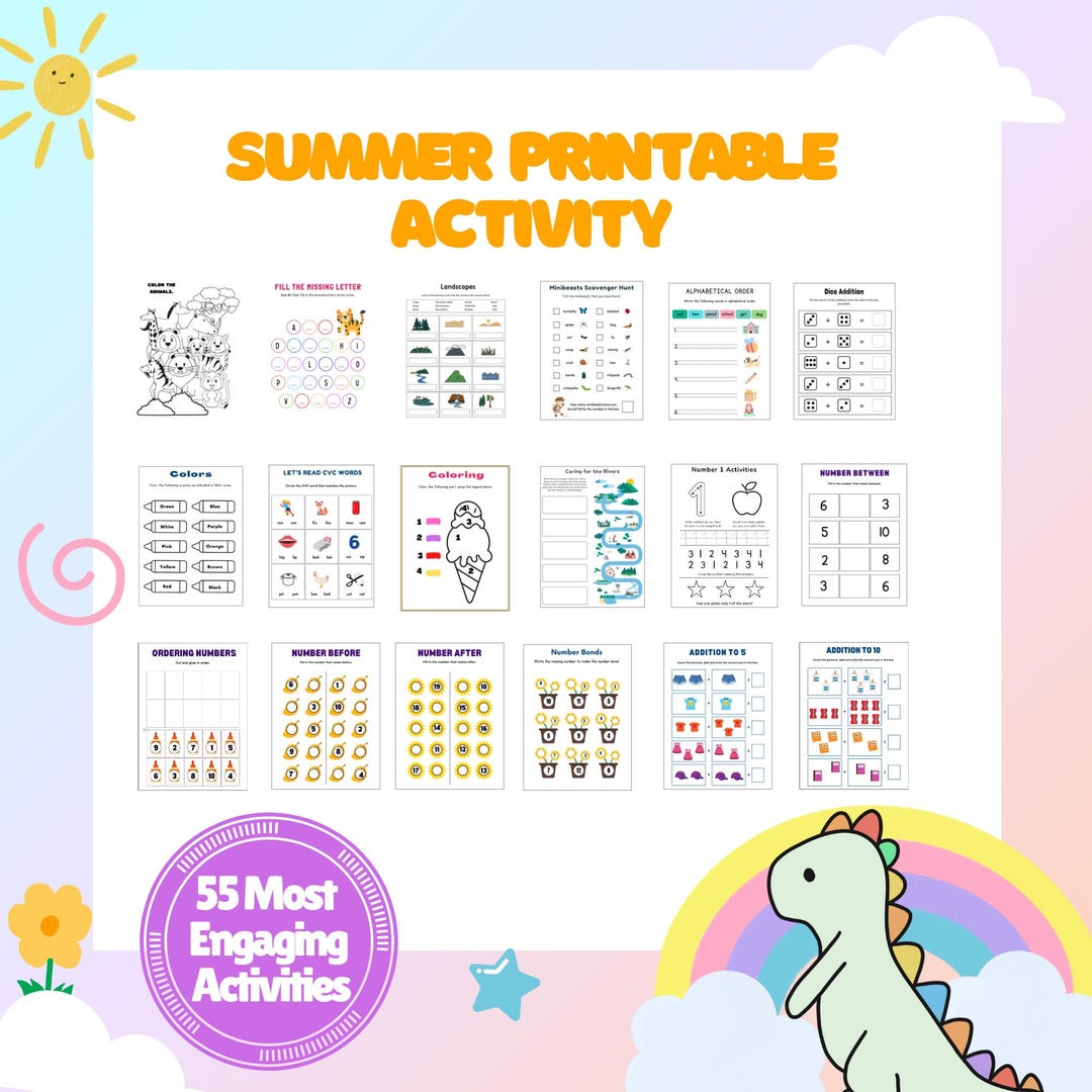 Printable Preschool Summer Learning, Preschool Worksheets, Kindergarten ...