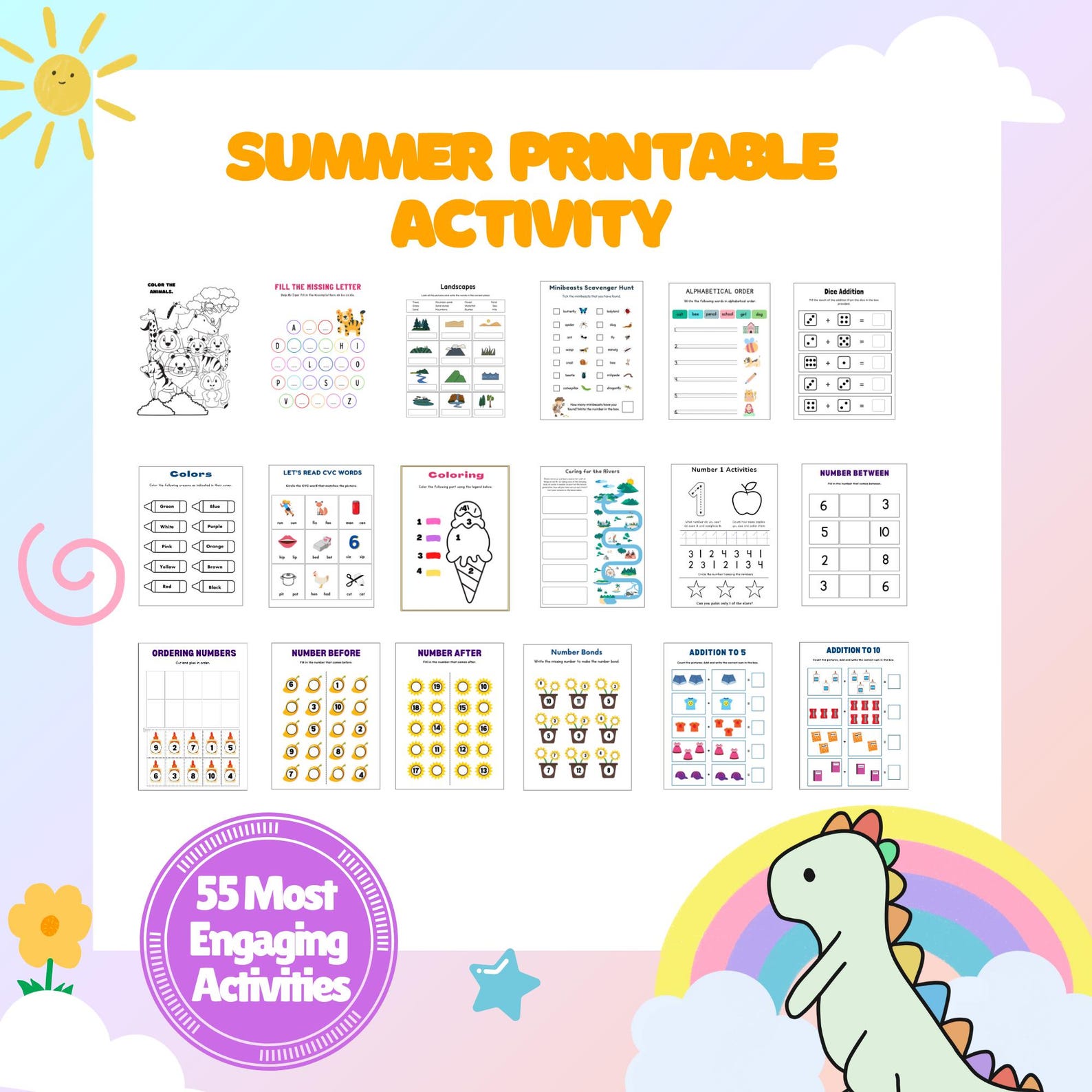 Printable Preschool Summer Learning, Preschool Worksheets, Kindergarten ...
