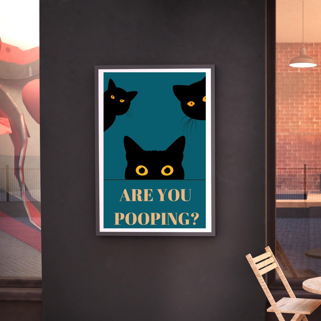 Are You Pooping Poster ,funny Cat Toilet Printable Poster ,retro ...