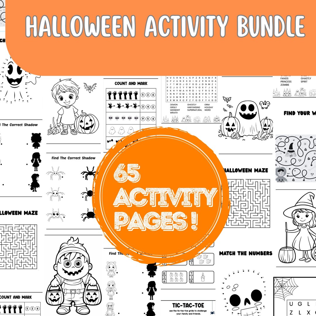 Halloween Activity Bundle: Coloring Pages, Puzzles, Games (digital ...