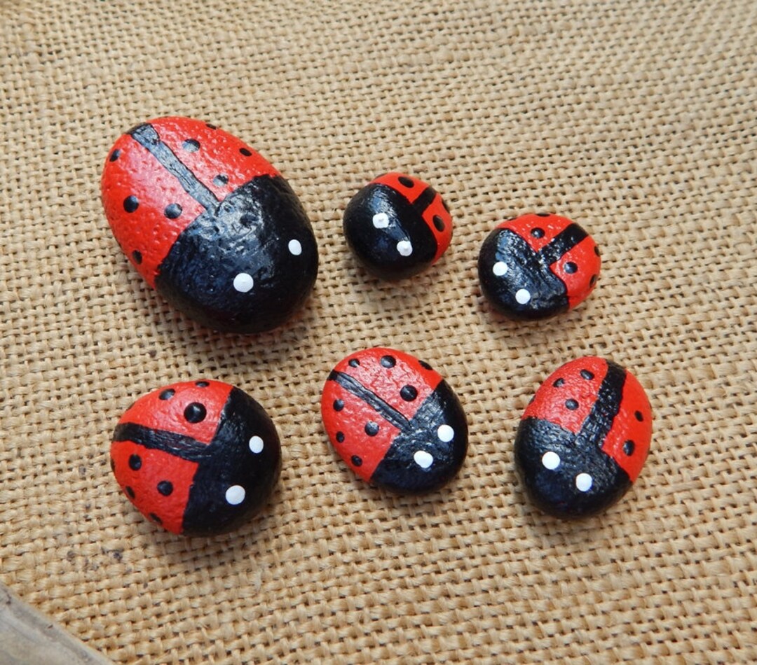 6 Ladybug Rocks / Ladybug Plant Sitters / Ladybug Home Decorations ...