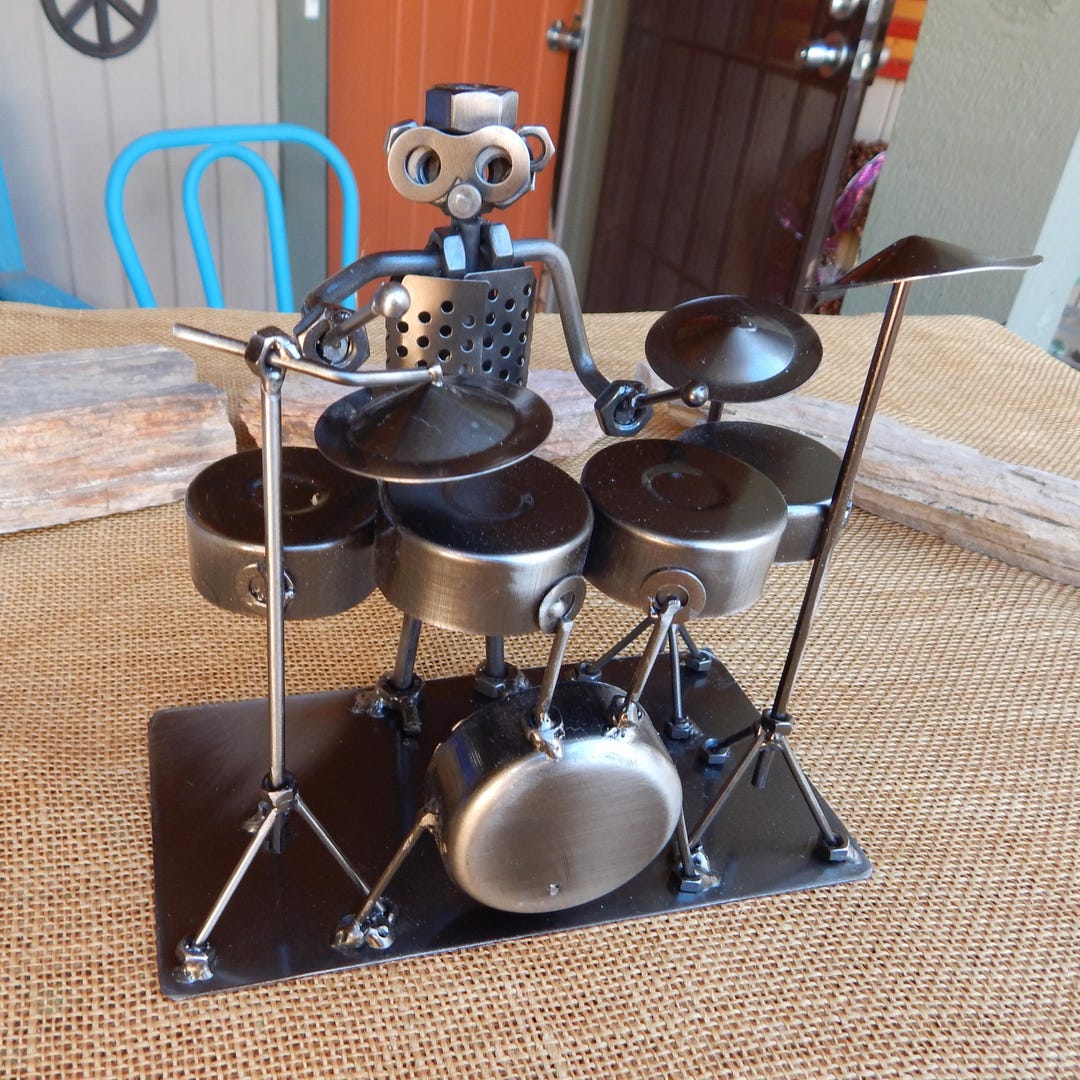Nuts and Bolts Found Object Art Sculpture Drummer Full Drum Set ~ Band ...