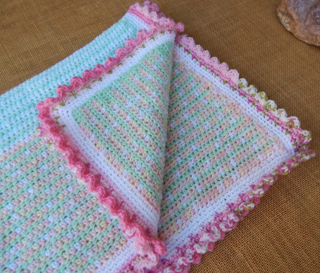 Hand Crocheted Baby Afghan ~ Pink Variegated & Multi Color Baby Afghan ...