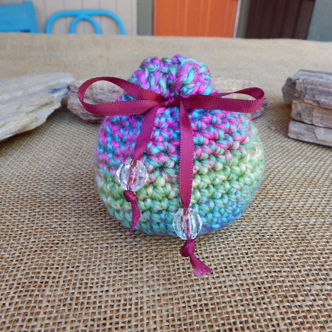 Crocheted Pouch Soft Fiesta Colors Crocheted Pouch Acrylic Yarn Pouch ...
