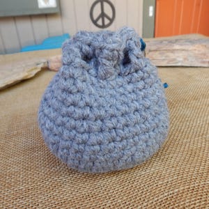 Crocheted Pouch ~ Gray Chunky Yarn Crocheted Pouch ~ Acrylic Yarn Pouch ...