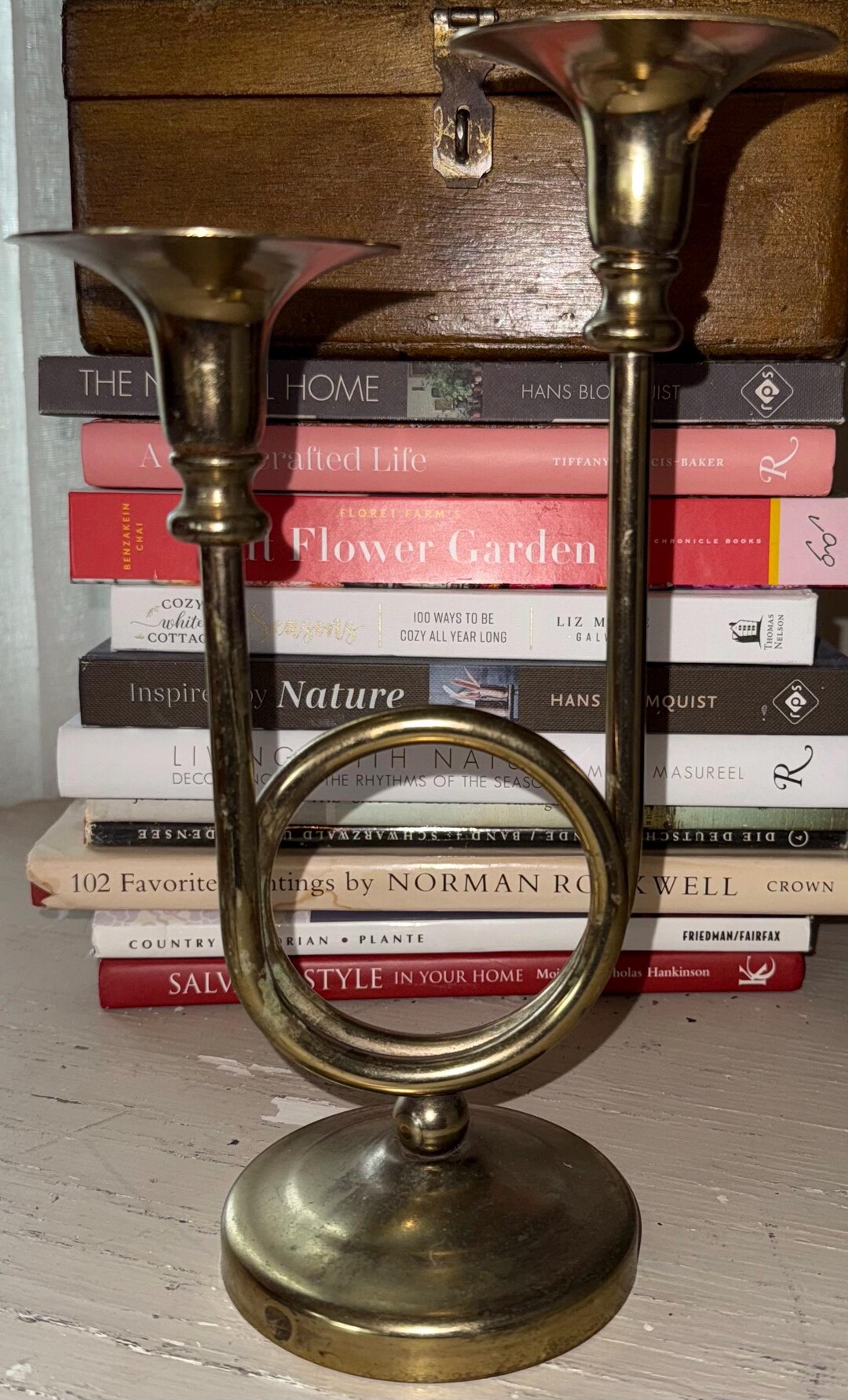 Vintage Brass Double Candlestick Holder Fluted Design Mid-century ...