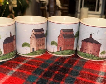 Warren Kimble Barns Plates set of 8 - Etsy