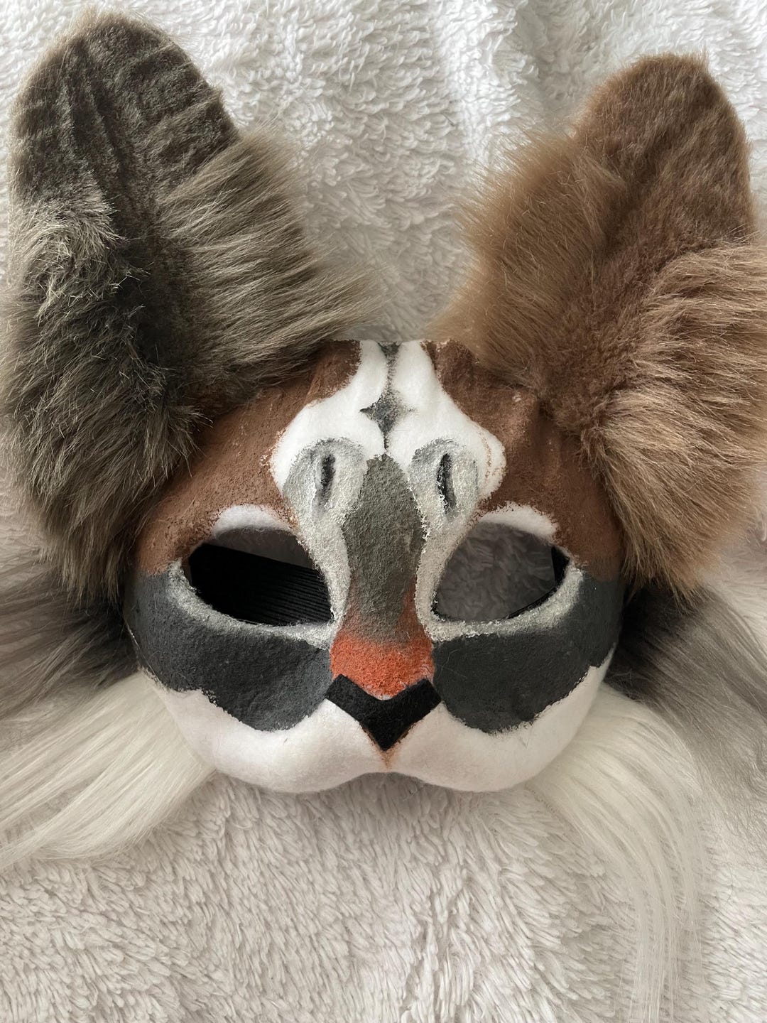 Grey and Brown Cat Mask || Faux Fur Mask - Etsy
