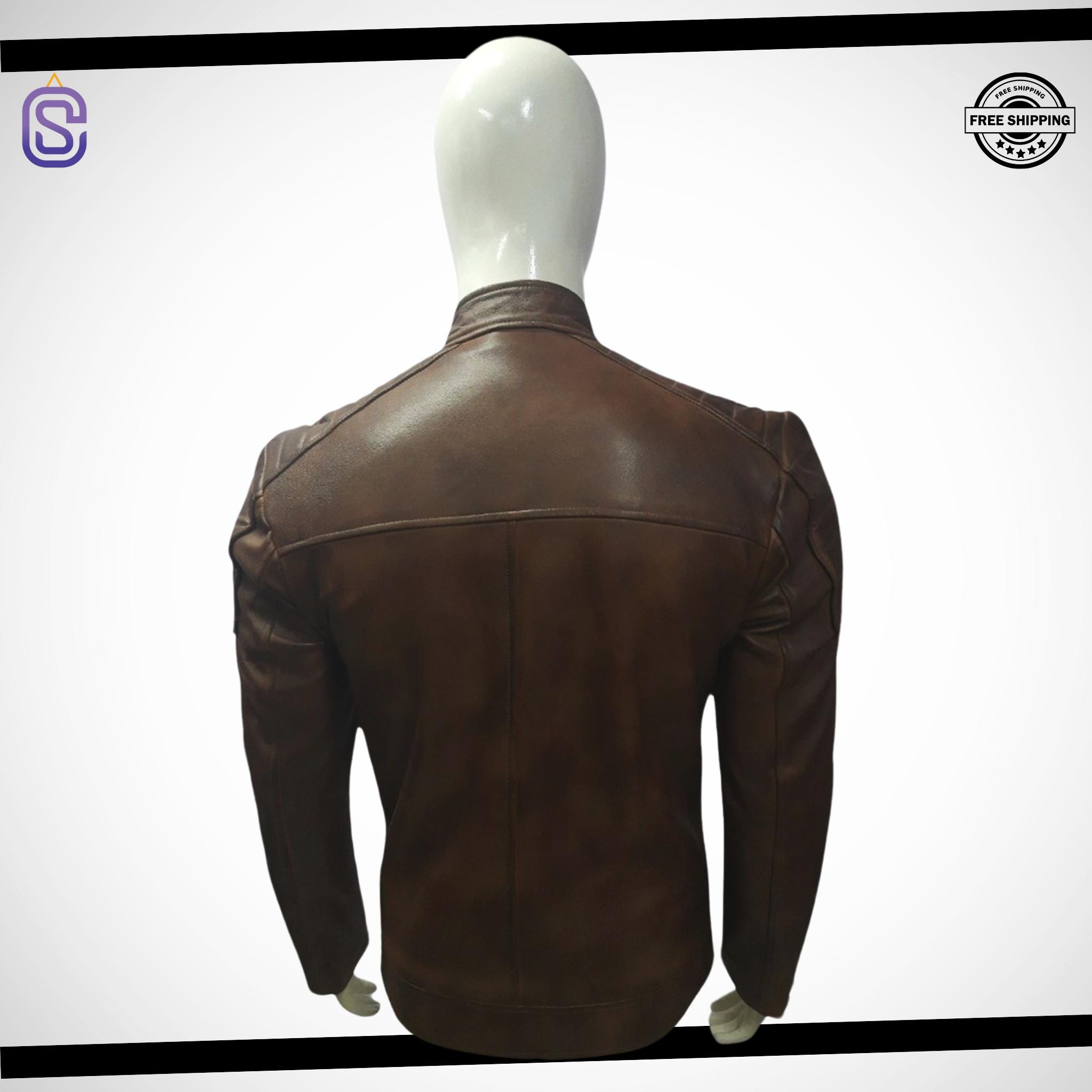 Mens Biker Cafe Racer Brown Motorcycle Vintage Real Leather Jacket ...
