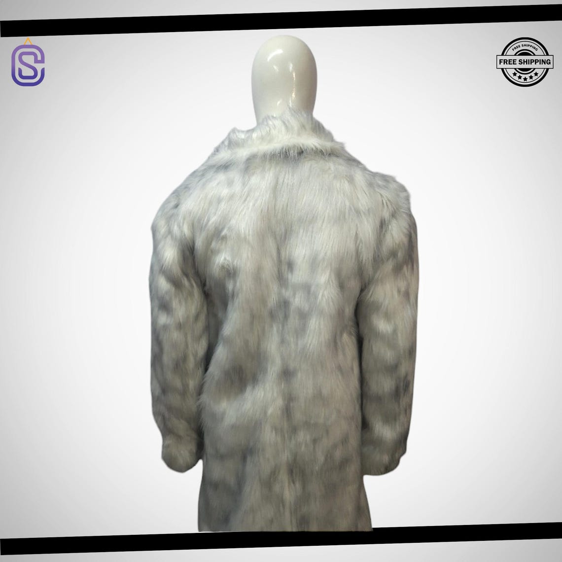 Handmade Men's Ken White Faux Fur Trench Coat | Classic Faux Fur Long ...