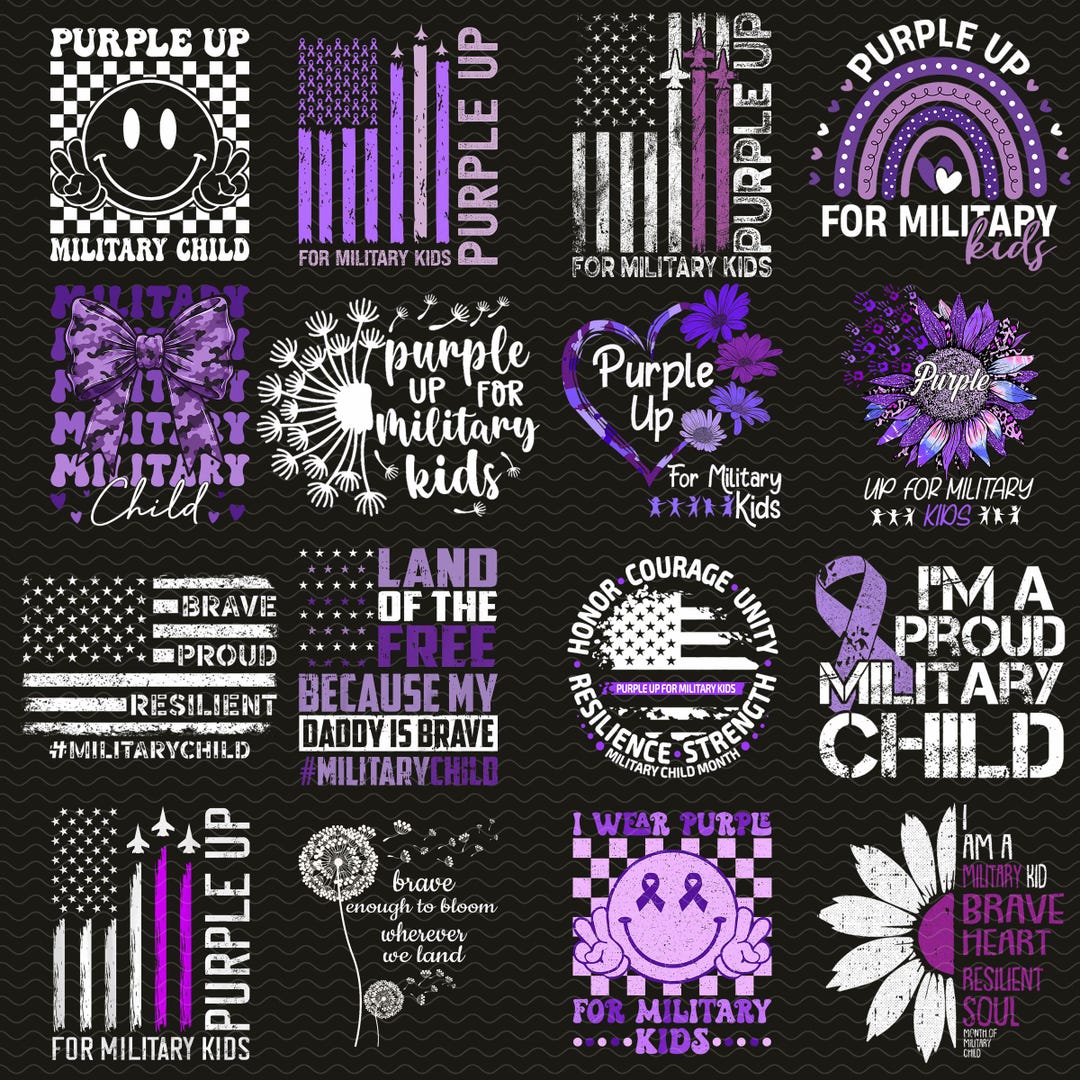 Military Child Designs Bundle, Purple up Military Child, Month of the ...