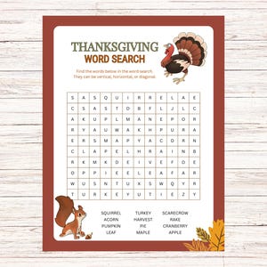 Thanksgiving Word Search Printable | Thanksgiving Game Printable ...