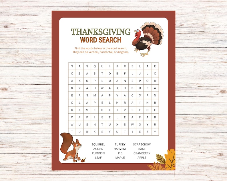 Thanksgiving Word Search Printable | Thanksgiving Game Printable ...